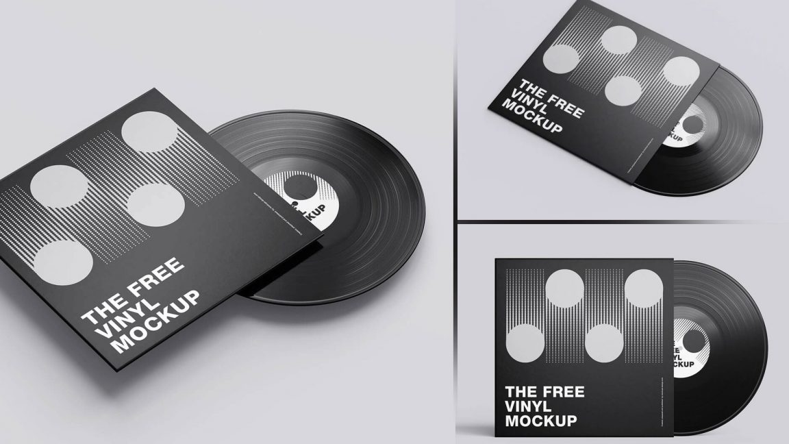 2 Front View Vinyl Record Mockups with and Without Cover - PsFiles