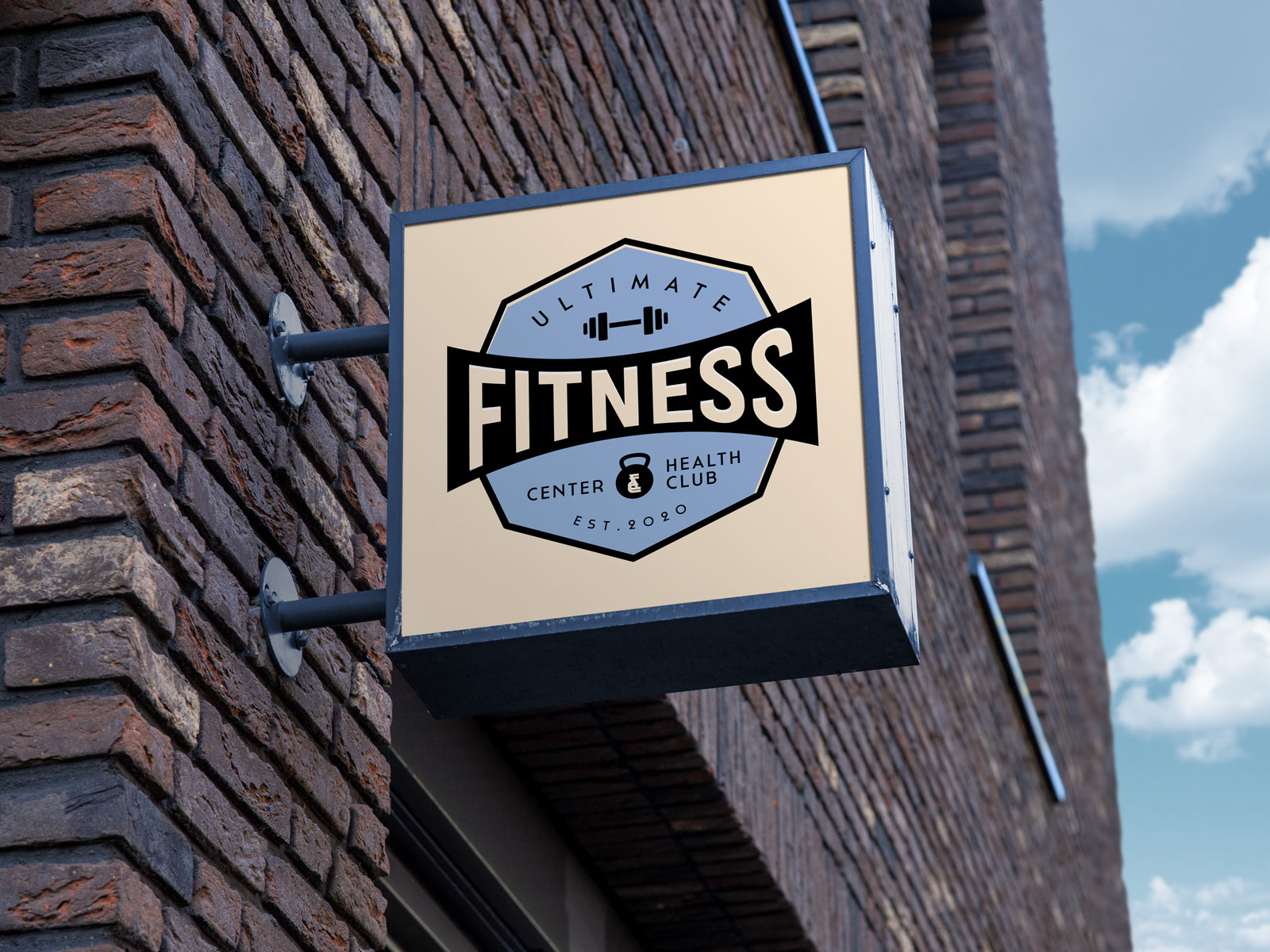 Outdoor Wall mounted Square Signboard Free Logo Mockup PSD - PsFiles