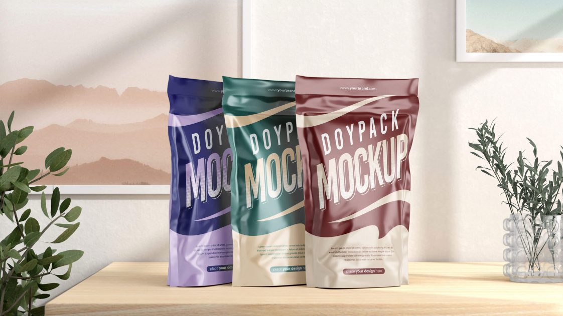 Free Doy Pack Stand-Up Pouch Mockup PSD - PsFiles