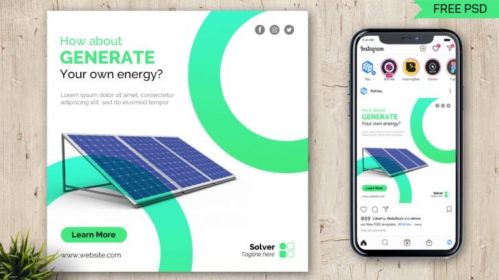 Free Sustainable Energy Instagram Post Design PSD Template - PsFiles