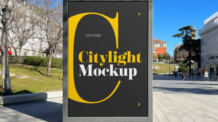 Free City Street Light Advertising Billboard Mockup PSD - PsFiles