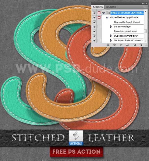 Stitched Leather Photoshop Free Action - PsFiles - Free Photoshop Files