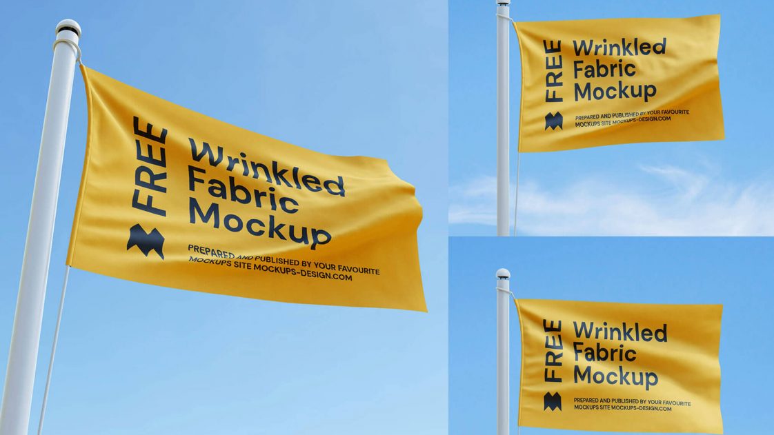 3 Free Flag Mockup PSD Set - PsFiles