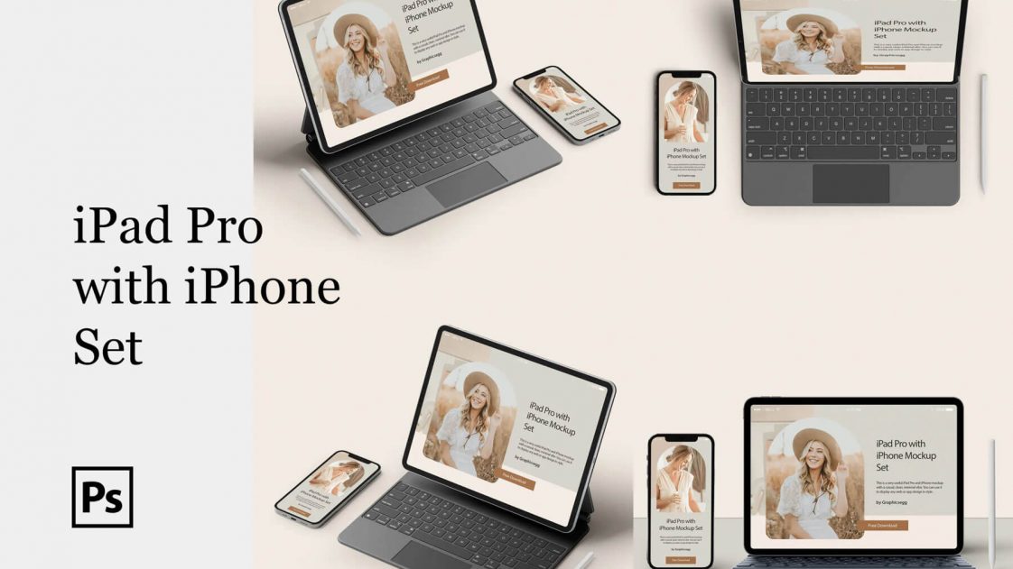 Free Cyber Laptop, Tablet and Mobile Mockup PSD set PSD - PsFiles