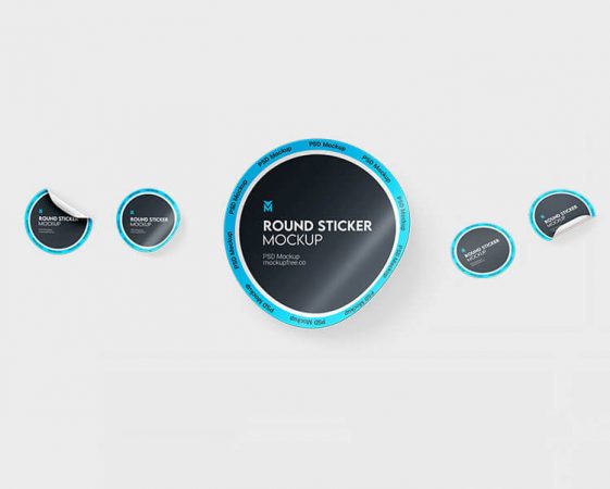 Free Round Sticker Label Mockup PSD Set for Packaging - PsFiles