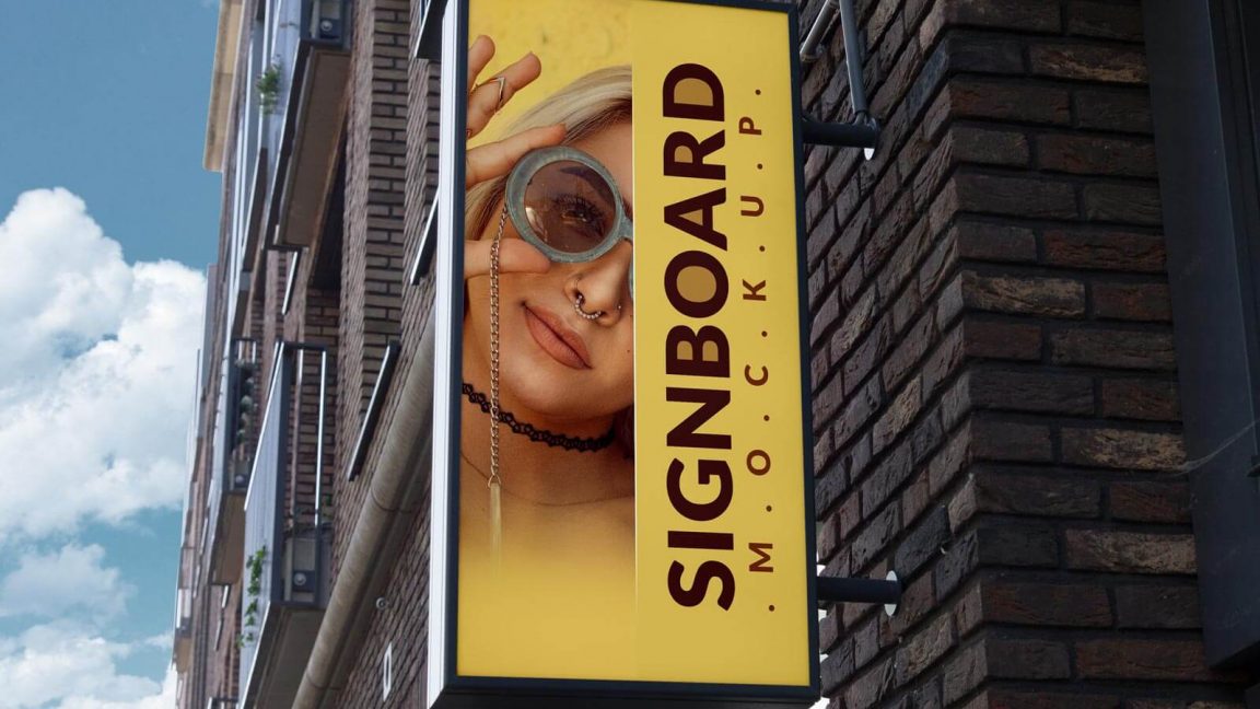 Free Vertical Shop Light Signboard Mockup PSD - PsFiles