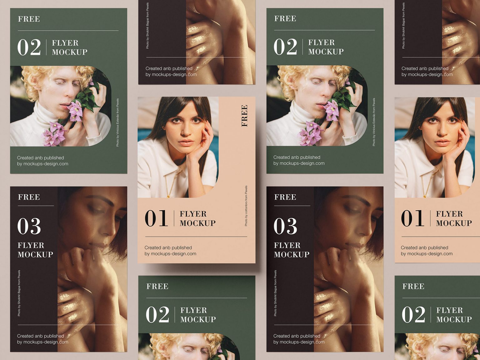 Free A4 Flyer Grid Mockups 5 PSD Set - PsFiles