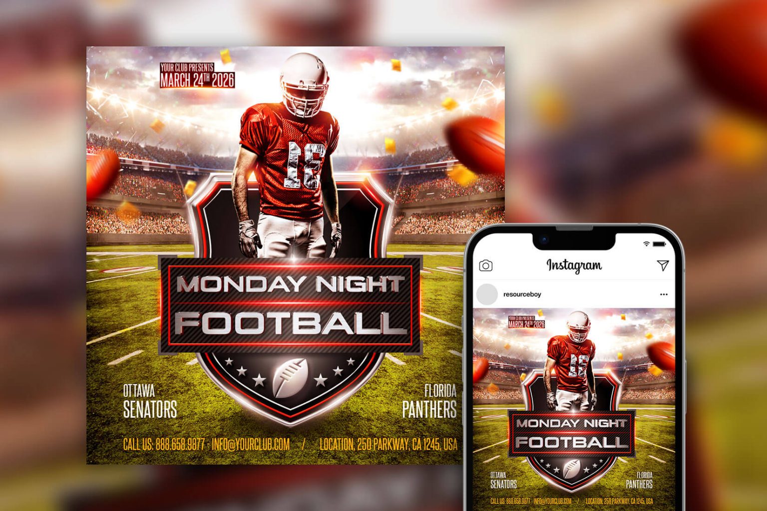 Unique Splendid Super Bowl American Football Instagram Post Template ...