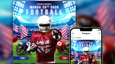 Soccer League Match Sports Instagram Post Design PSD Template