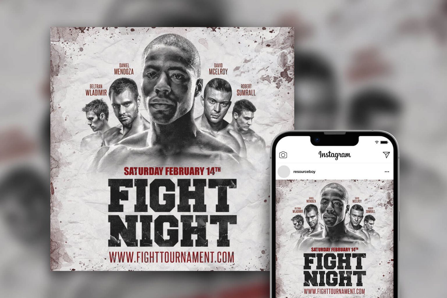 Retro Border Bold Fight Instagram Poster PSD Template Free - PsFiles