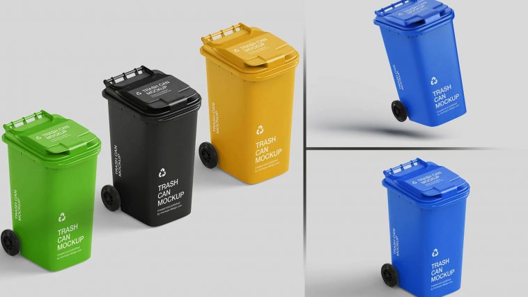 Free Smart Solar Garbage Bins Mockup PSD Set - PsFiles