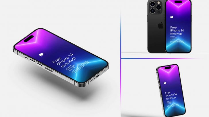 Floating iPhone 14 Pro Mockup Free PSD - PsFiles