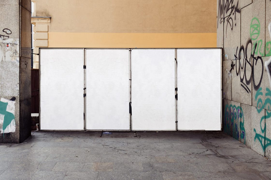 Free 4 Side By Side Outdoor Wall Posters Mockup PSD - PsFiles