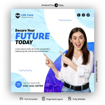 Free Insta Post Design Template PSD for Life Insurance Agency