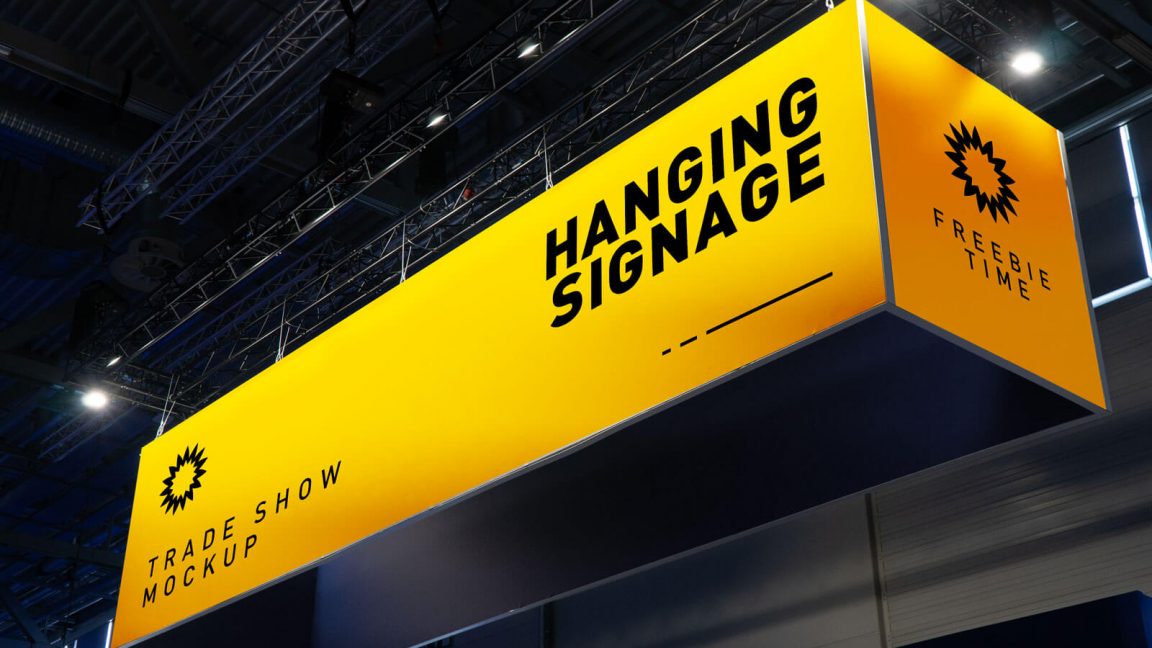 Free Trade Show Hanging Signage Mockup PSD - PsFiles