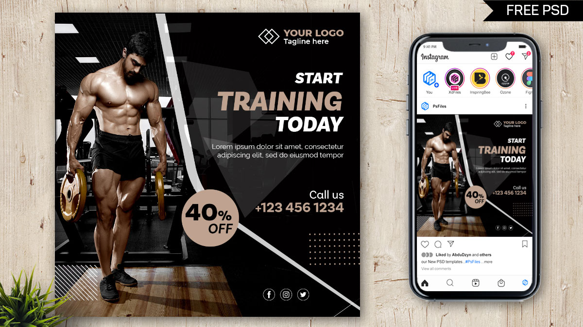 Social Media Post Template for Sports Club | Free PSD File - PsFiles