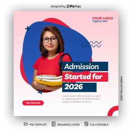 Free Creative Instagram Post Design Template PSD for College Admission ...