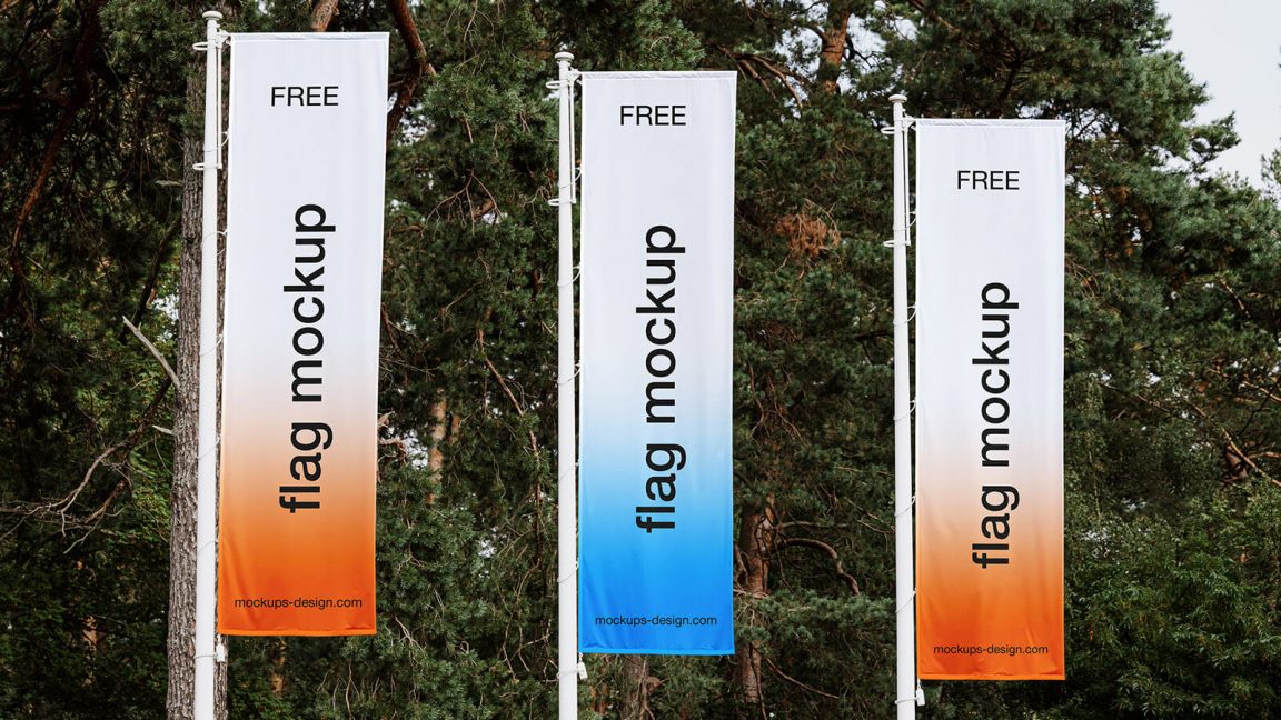 Free Vertical Flag Mockup PSD - PsFiles