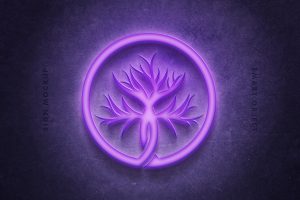 Free Glowing Violet Neon Sign Logo Mockup PSD - PsFiles