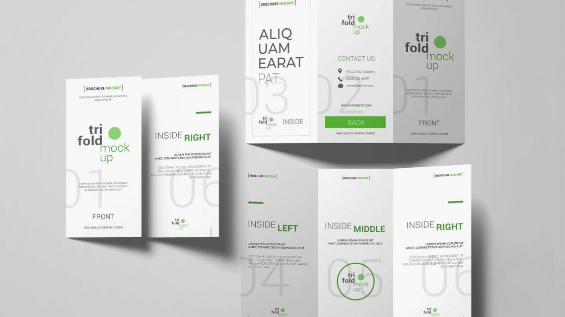 Free Tri-Fold DL Flyer Mockup 4 PSD set - PsFiles