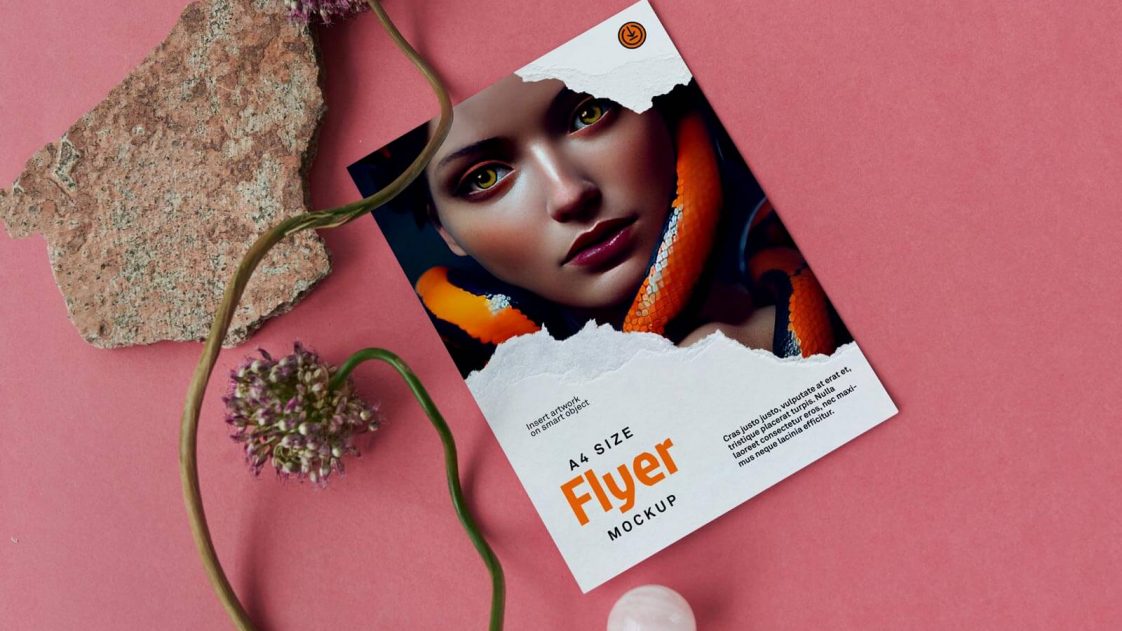 Free A6 Paper Flyer Mockup PSD - PsFiles