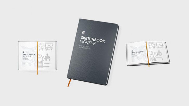 Top view of a Simple Sketchbook Mockup Free PSD - PsFiles