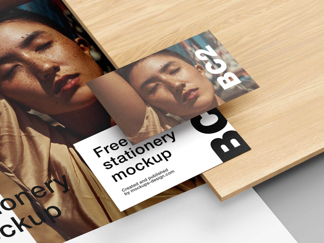 Free Wooden Plank Stationery Mockup PSD Set (5 Renders) PSD - PsFiles ...