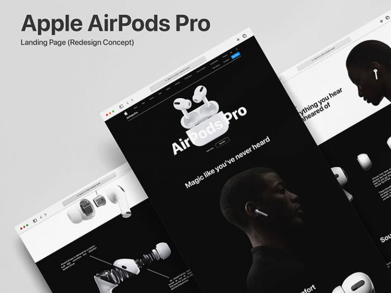 Apple Airpods Pro Redesigned Landing Page PSD Template - PsFiles