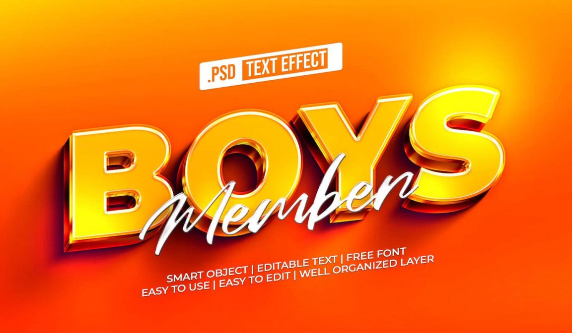 The Boys Free 3D Gold Text Style Effect PSD - PsFiles