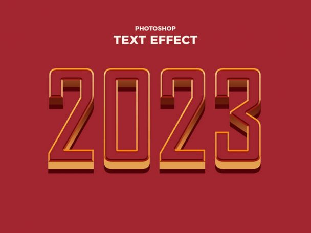 Free Extrude style 2023 Photoshop Text Effect PSD - PsFiles