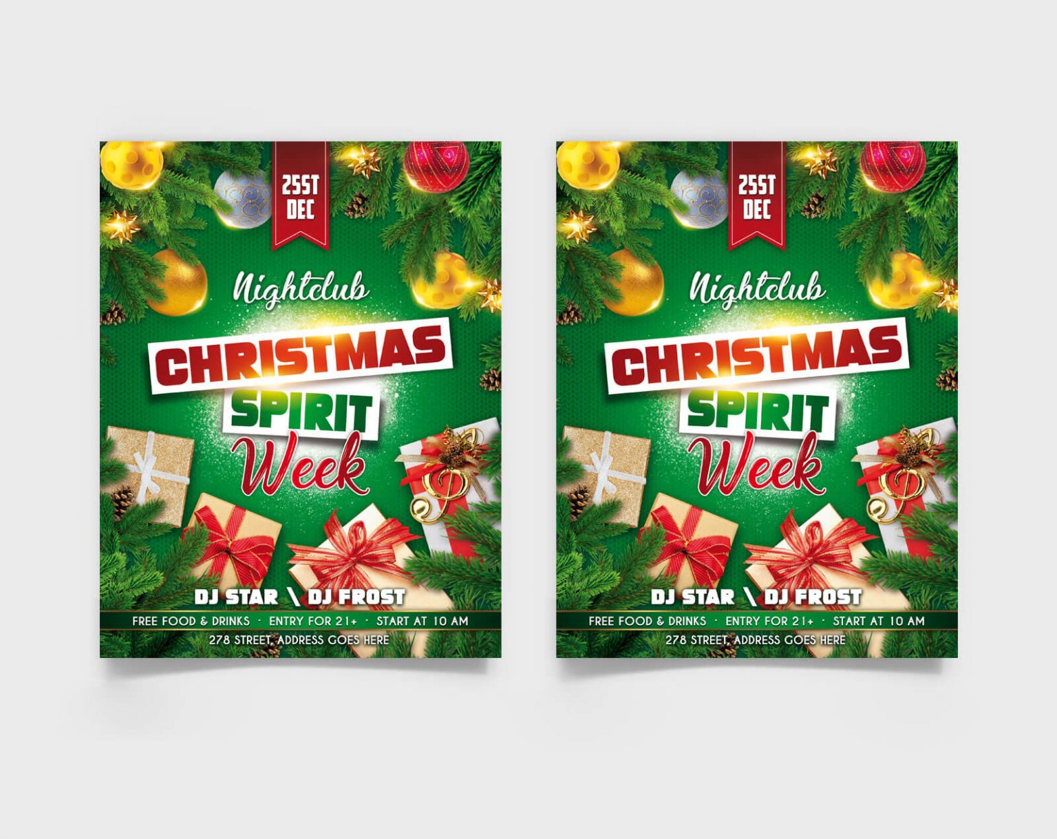 Free Christmas Spirit Week Flyer, Banner, Post PSD Template