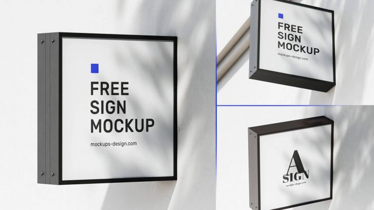 Free Premium Lightbox Wall Sign Mockup PSD - PsFiles