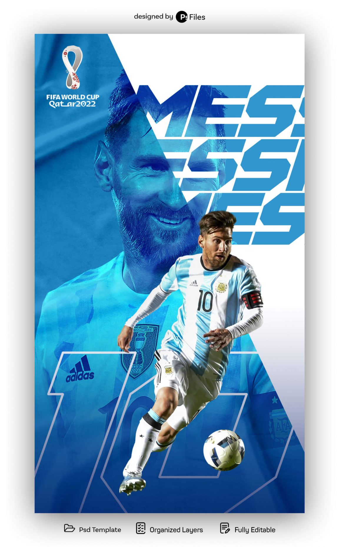 World Cup Argentina Lionel Messi Social Media Poster Design PSD Free
