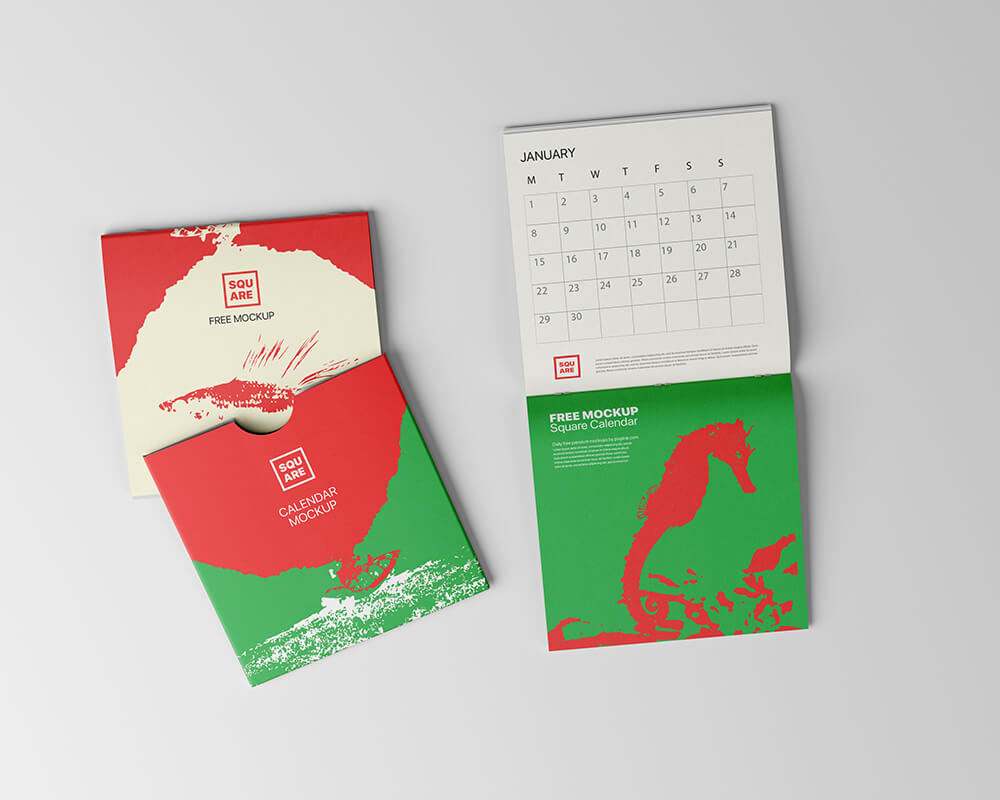 Free Square Small Calendar Mockup PSD - PsFiles