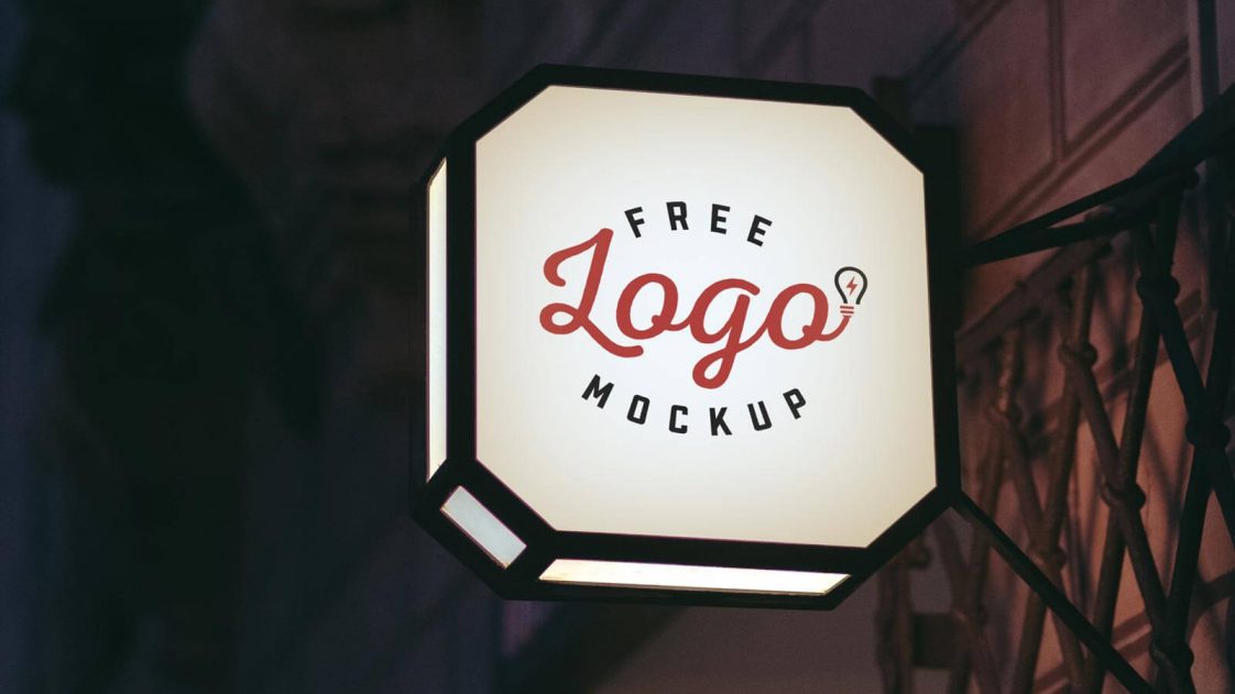 Free Lightbox Logo Signage Mockup PSD - PsFiles