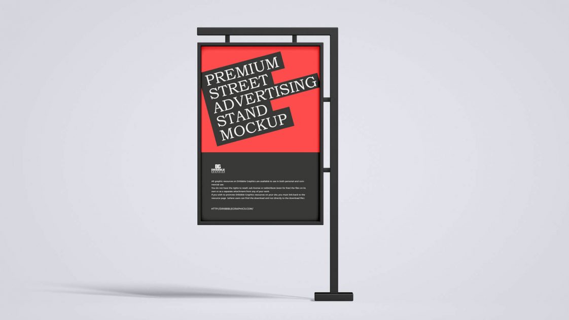 Free Pole Vertical Advertisement Sign Board Mockup PSD - PsFiles