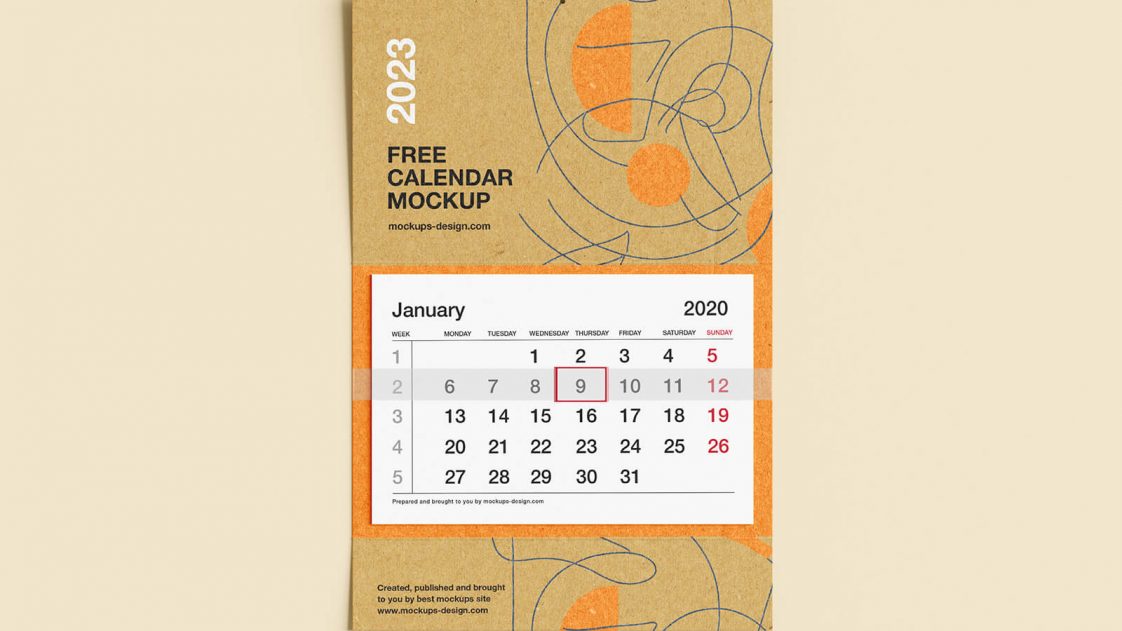 Free Free Wall Calendar Mockup PSD - PsFiles