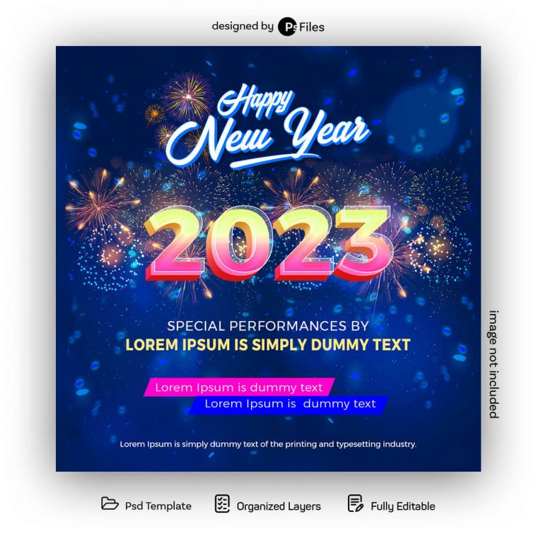 2023 Happy New Year Wish Social Media Post PSD Template free - PsFiles
