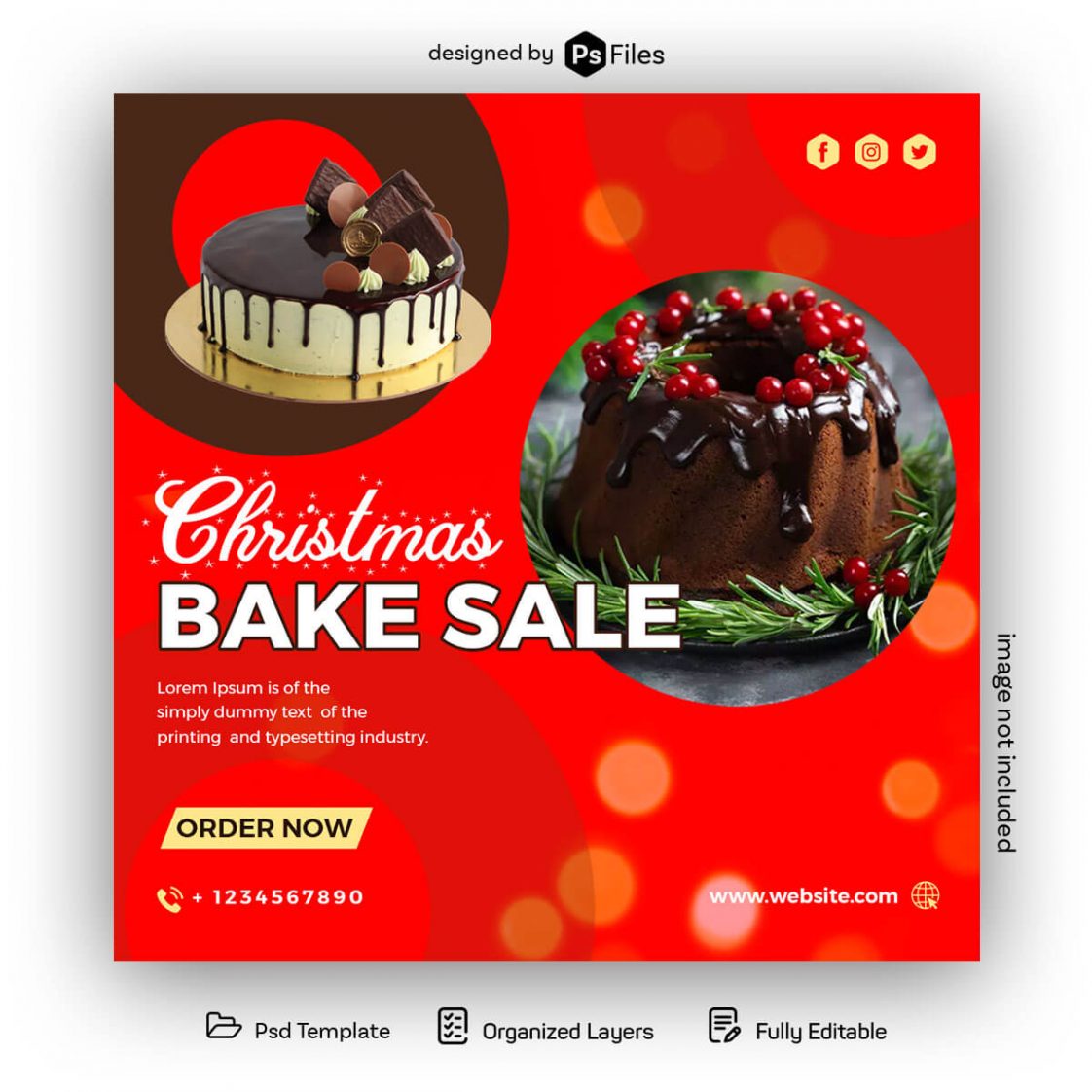 Free Christmas Bakery Cake Order Ad Banner PSD Template