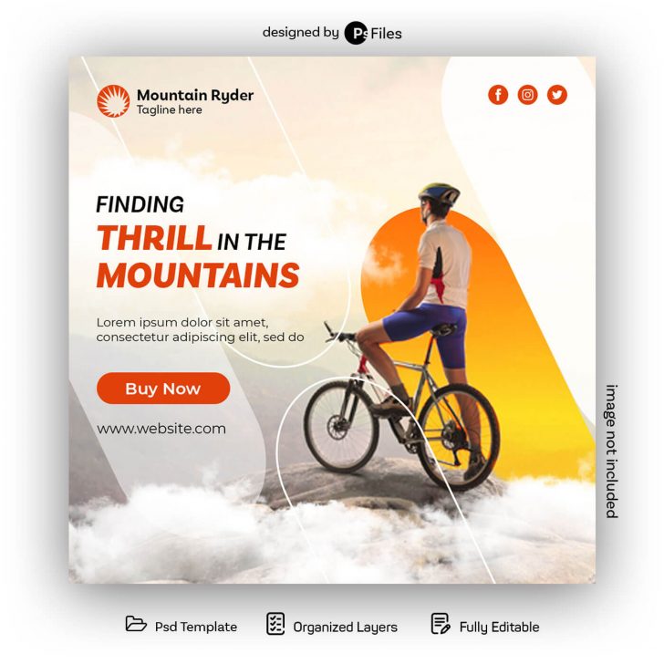 Adventure MTB Cycle Store Social Media Post Design PSD Template free