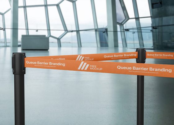 Free Queue Barrier Logo Branding Mockup PSD - PsFiles