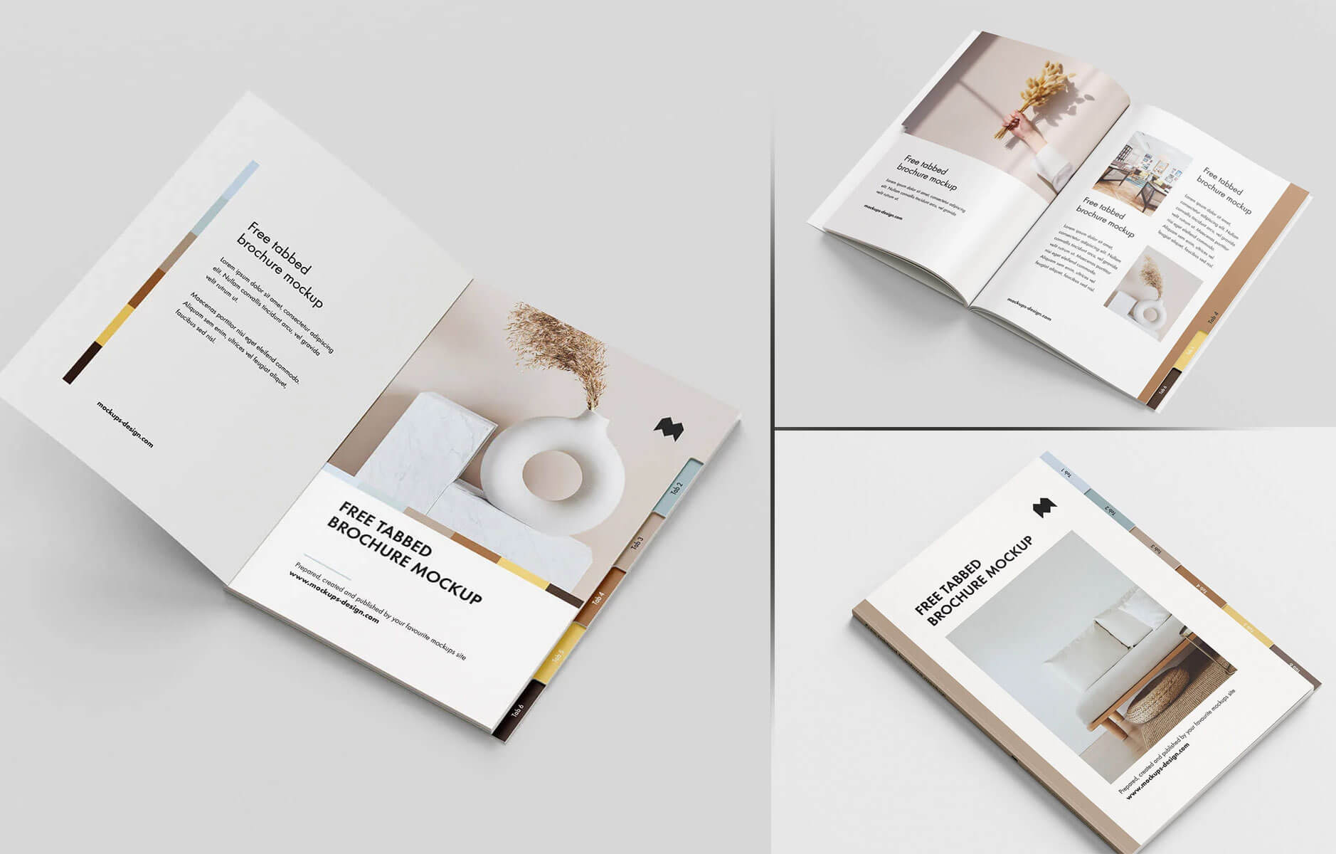 Free Tabbed A4 Brochure Book Mockups 5 PSD set - PsFiles
