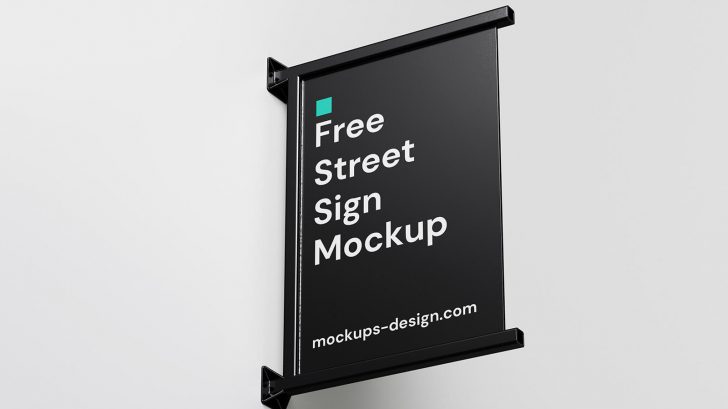 Direction Sign Mockup PSD with Metal Pillar - PsFiles