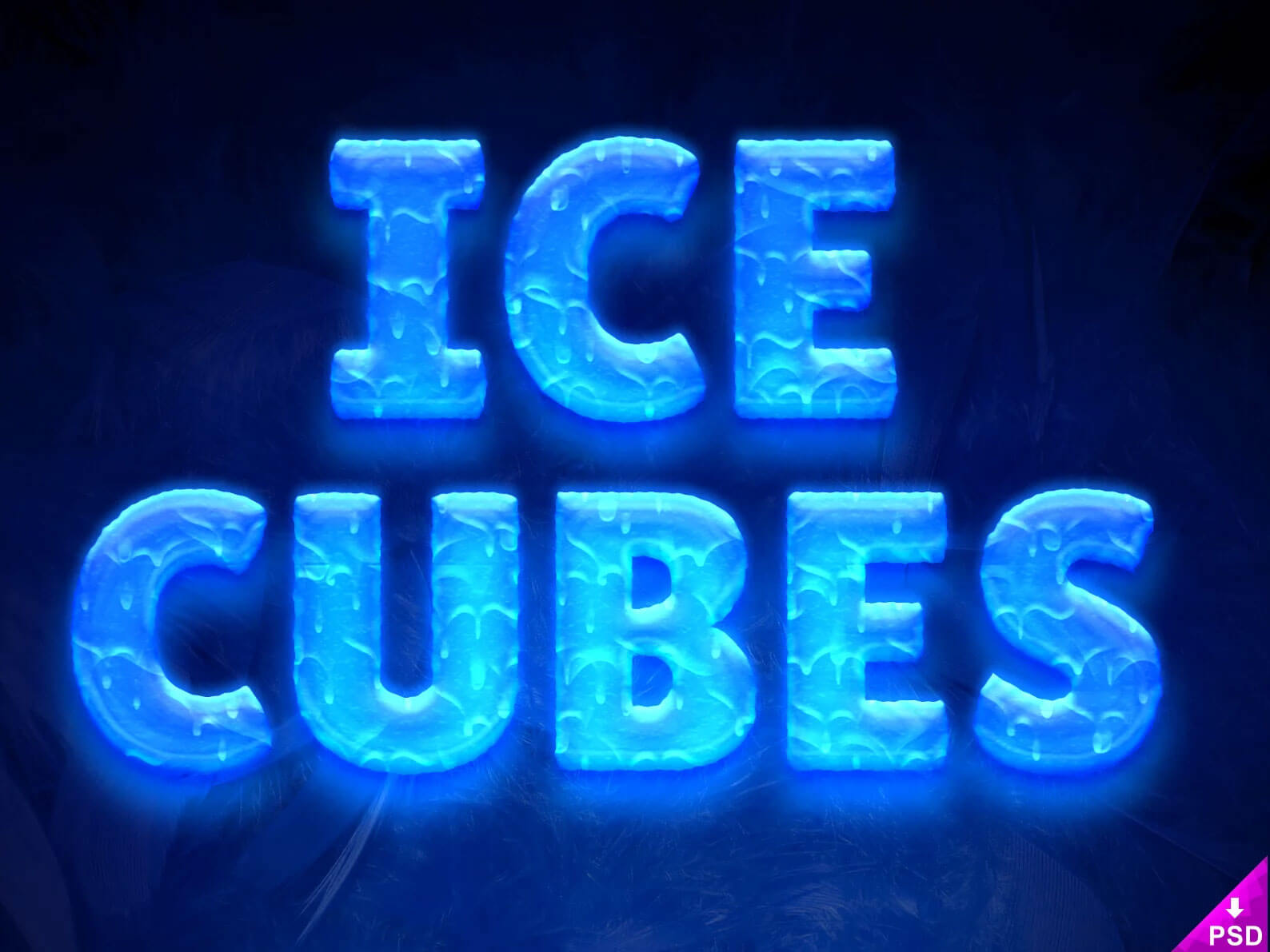 Ice Cubes Text Style Freebie PSD Template - PsFiles