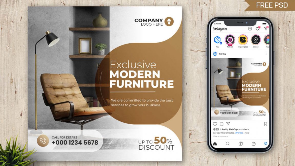 Free Modern Furniture Discount Post PSD Template 04