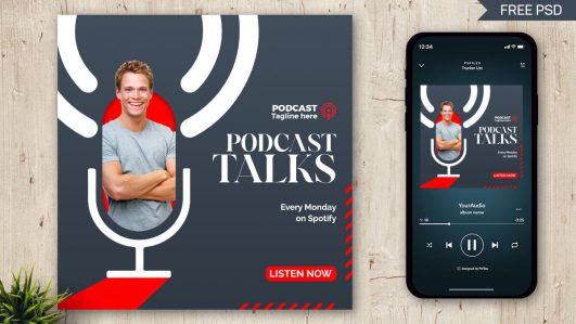 Podcast Cover Art Template Design PSD Free Download - PsFiles