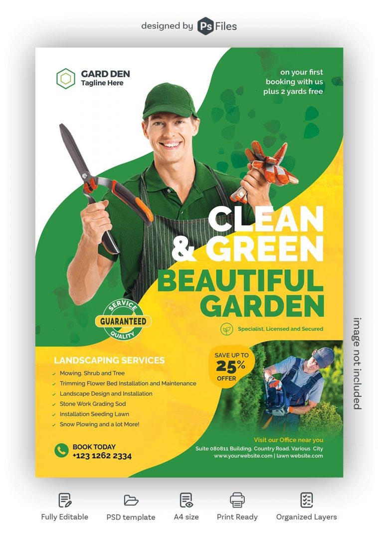 Professional Gardening Service Business Flyer Design Template Free PSD - PsFiles