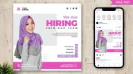 Free We are Hiring Job Offer Social Media Post PSD Template Design