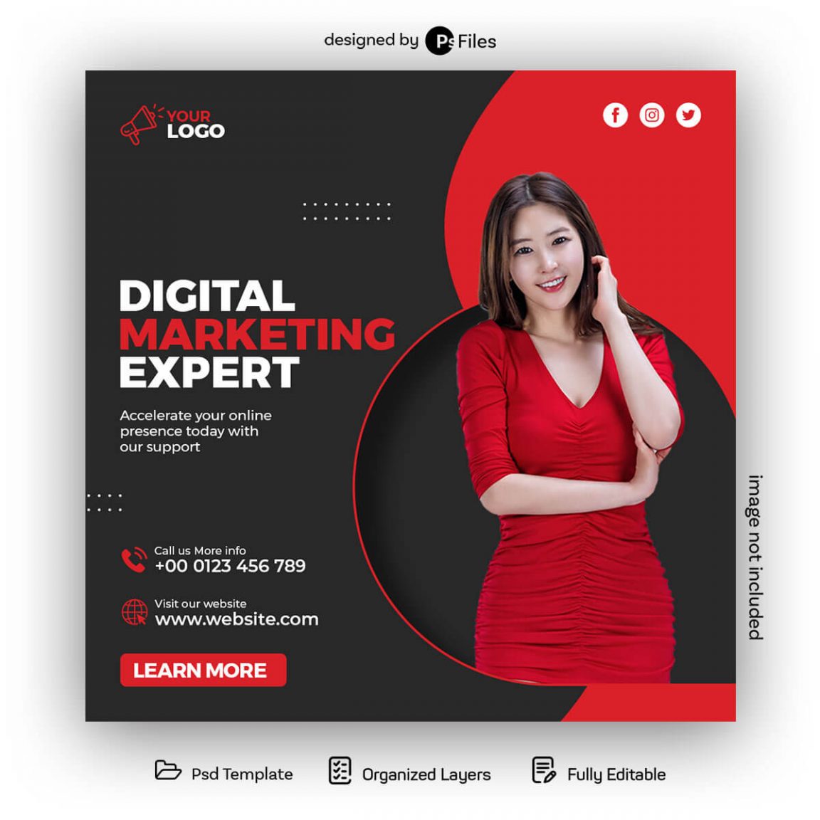 Free Digital Marketing Instagram Post Template PSD