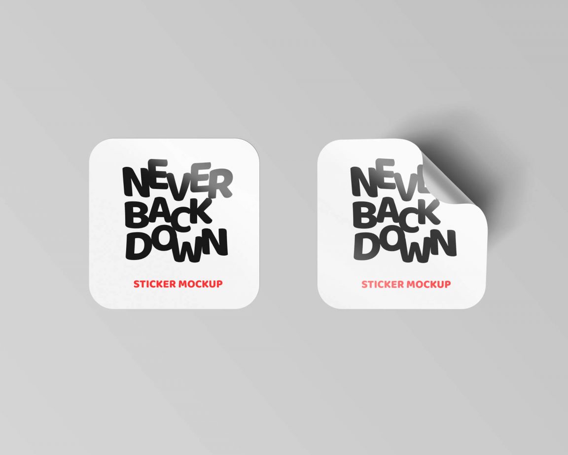 Round and Square Curl Edged Sticker Mockups Free PSD - PsFiles